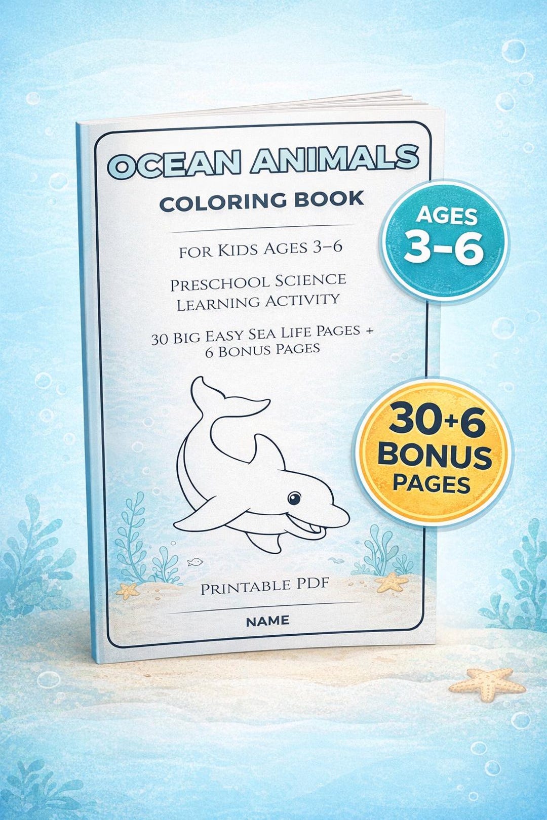 Ocean Animals Coloring Book for Kids Ages 3–6 | Preschool Sea Life ...