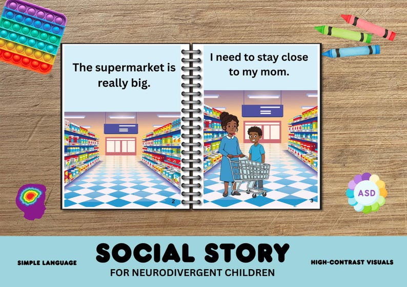 The Supermarket Social Story for Boys : Autism Visual Guide (PDF ...