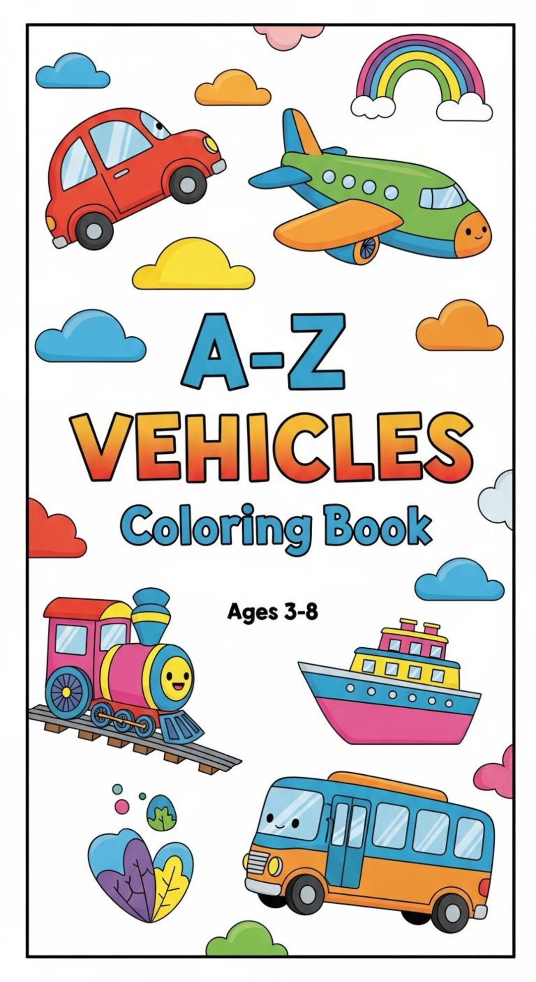 A-Z Vehicles Coloring Book: Printable Alphabet Transportation Coloring ...