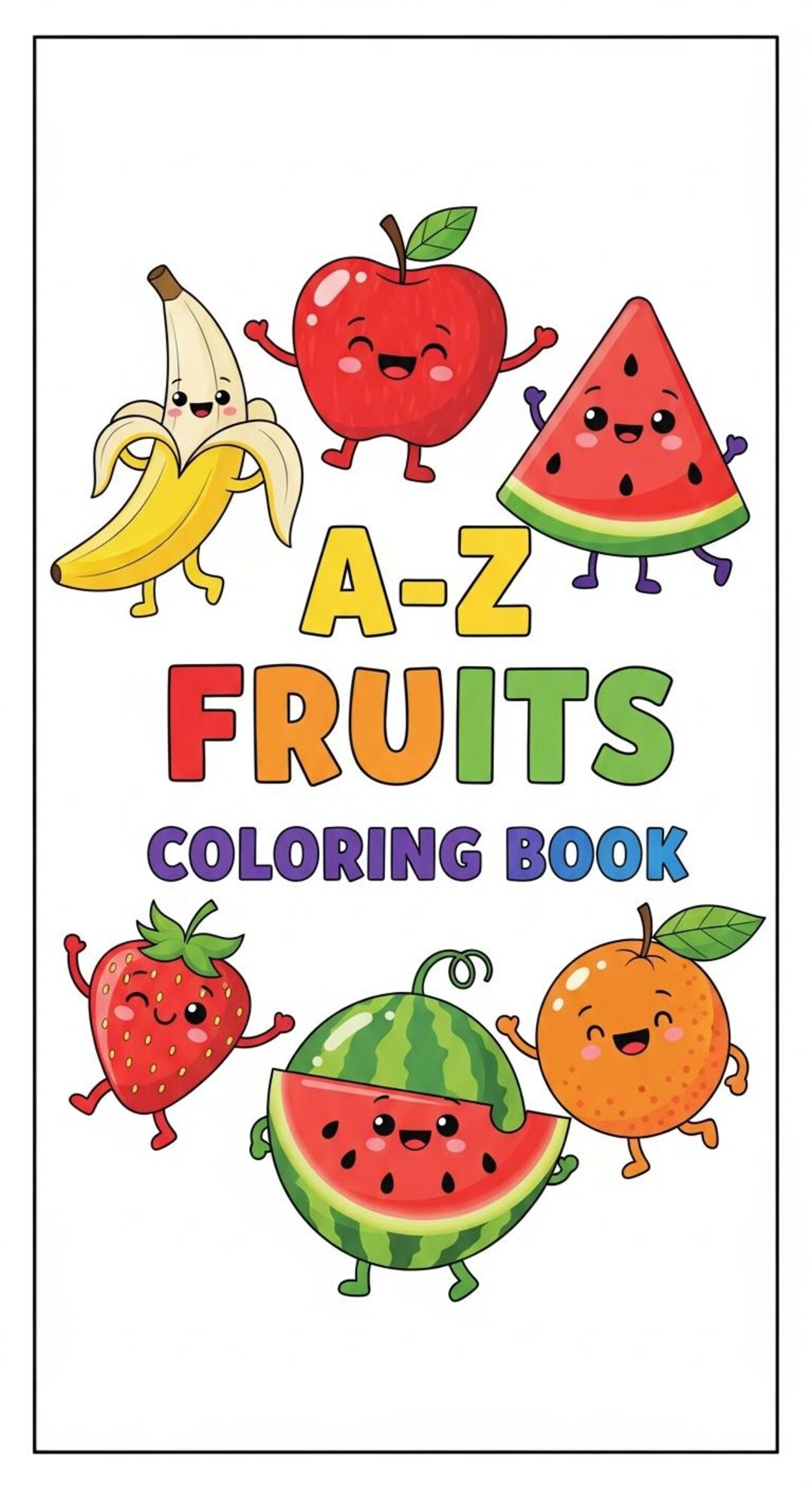Fruits Alphabet Coloring Book | Kawaii Fruits & Veggies for Kids - Etsy