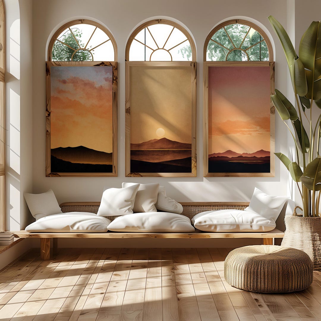 Desert Sunset Trio Printable Wall Art Set of 3 | Warm Neutral Landscape ...