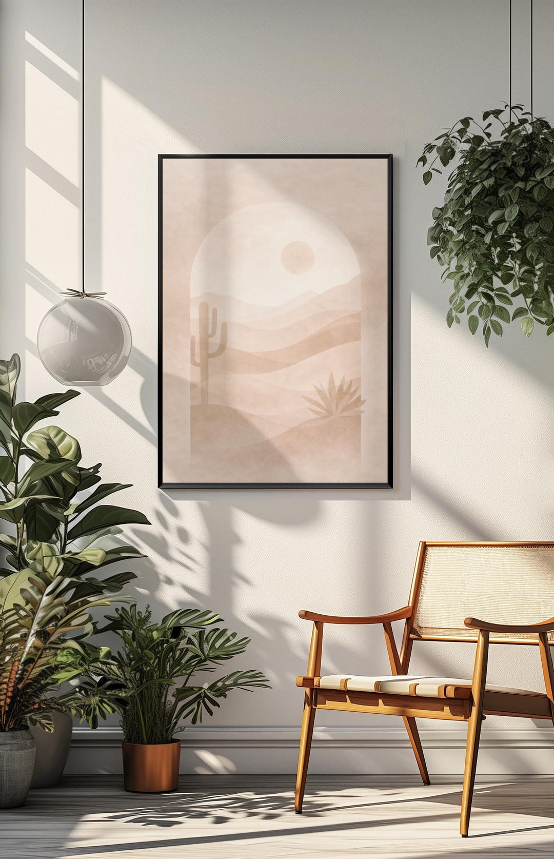 Neutral Desert Landscape Printable Wall Art, Cactus Arch Abstract ...