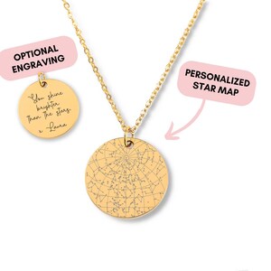 Personalized Star Map Necklace, Custom Star Map by Date, Custom Star ...