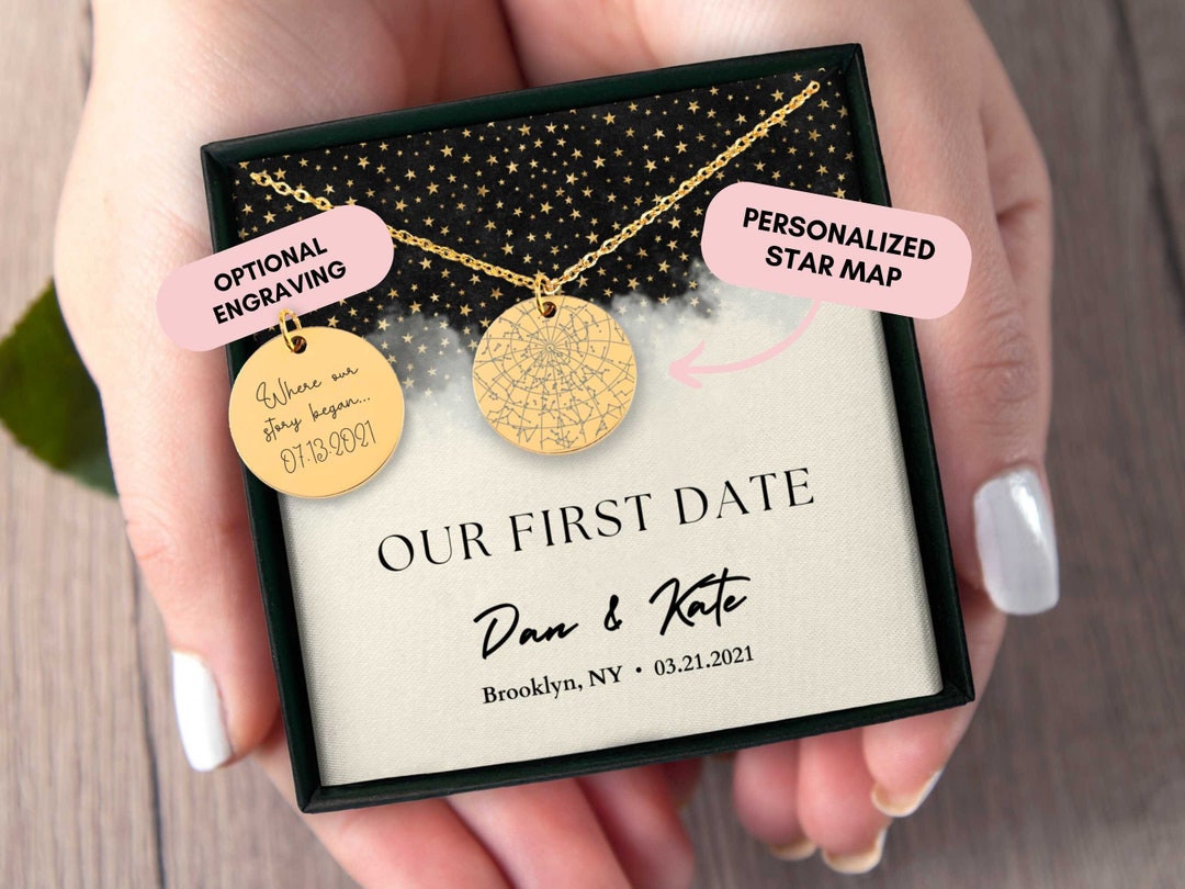 Our First Date, Custom Star Map by Date, Personalized Anniversary Gift ...