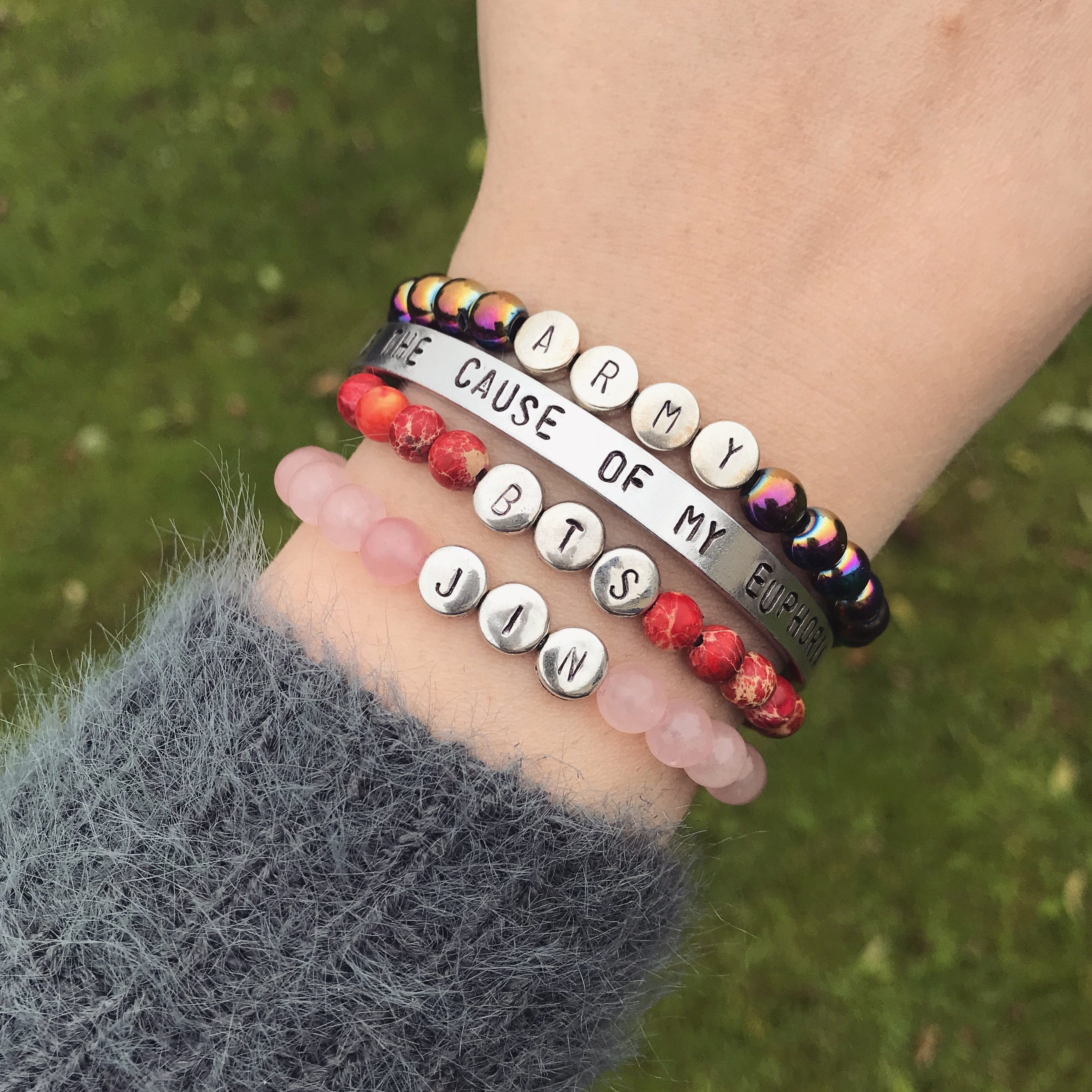 BTS Bead Bracelet Bangtan Kpop Army Handmade Silver Jimin | Etsy