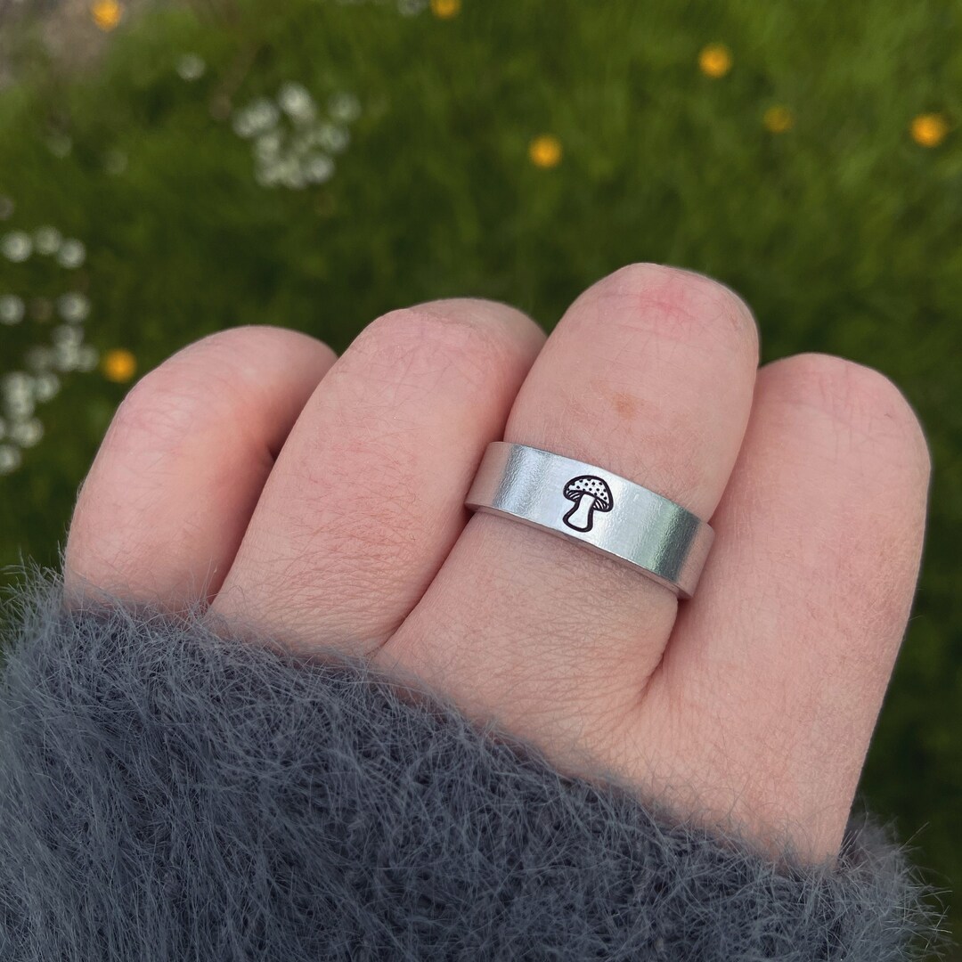 Mushroom Ring Silver Nature Cottagecore Customizable Plant Cottage Core ...