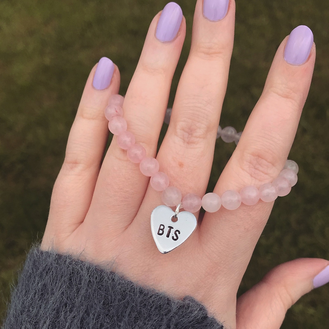 BTS Heart Charm Bead Bracelet Jimin Jungkook Taehyung V Namjoon RM J ...