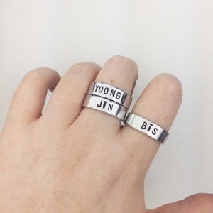 Buy BTS Ring Silver Jimin Jungkook V Suga Jin J-hope Taehyung RM ...