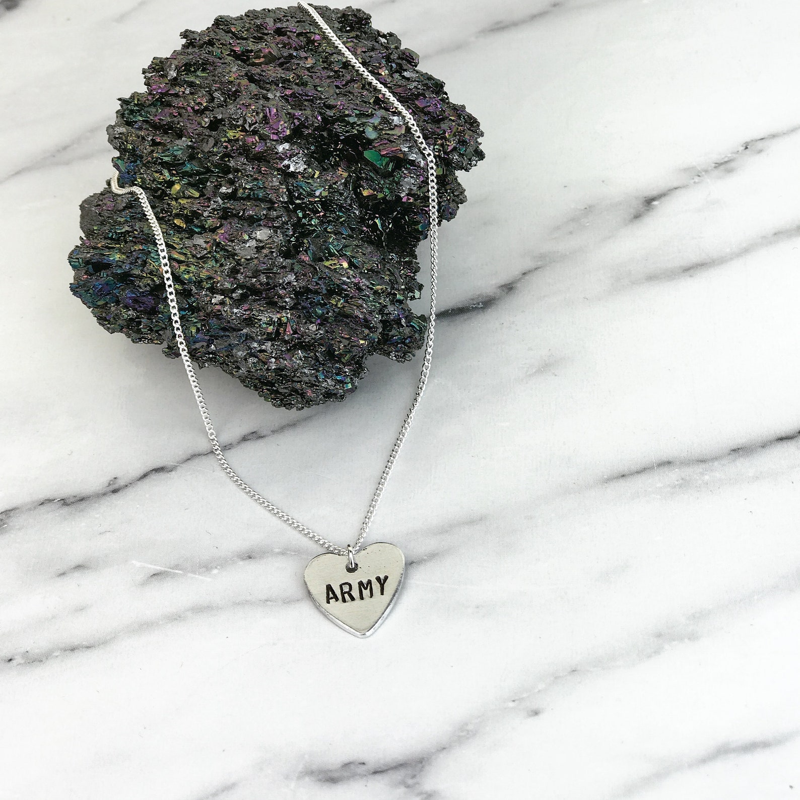 BTS ARMY Heart Necklace Silver Jimin Jungkook Taehyung V | Etsy