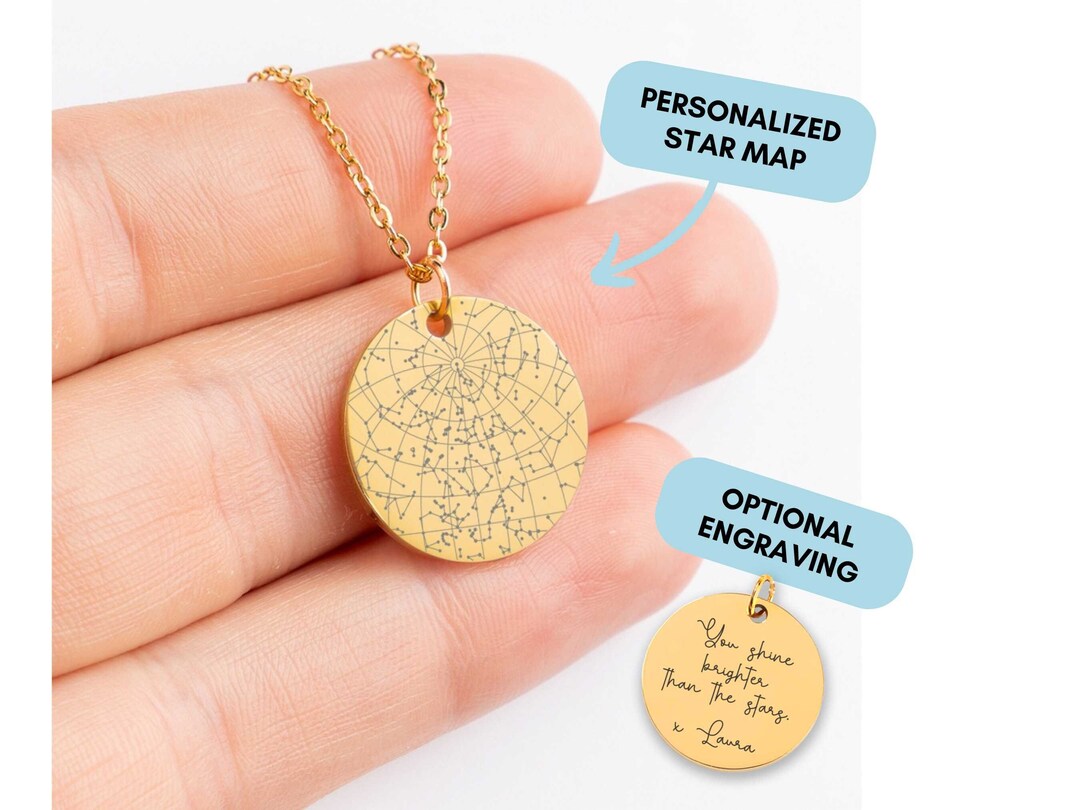 Personalized Star Map Necklace, Custom Star Map by Date, Custom Star ...