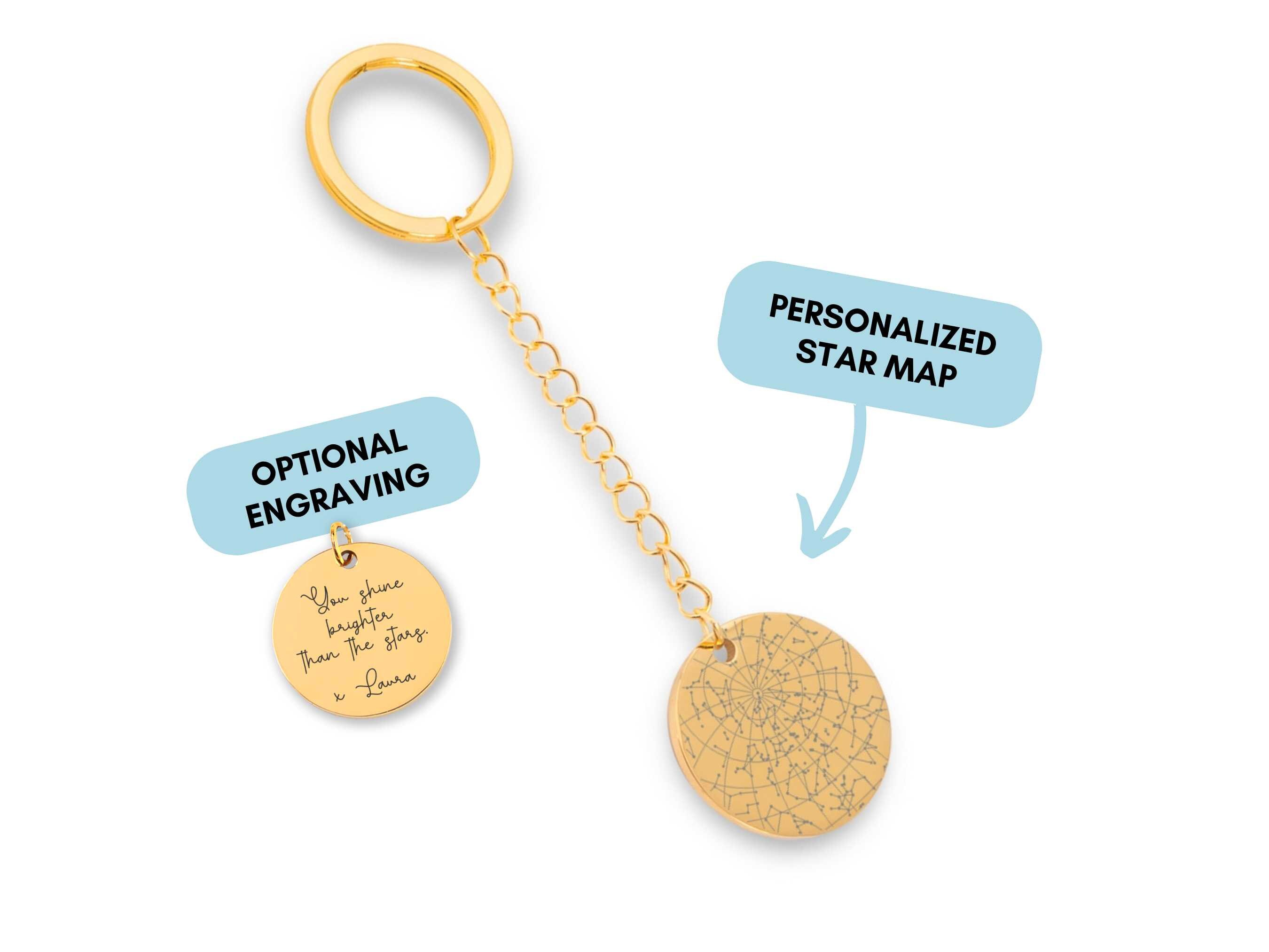 Personalized Star Map Keychain, Custom Star Map by Date, Custom Star ...