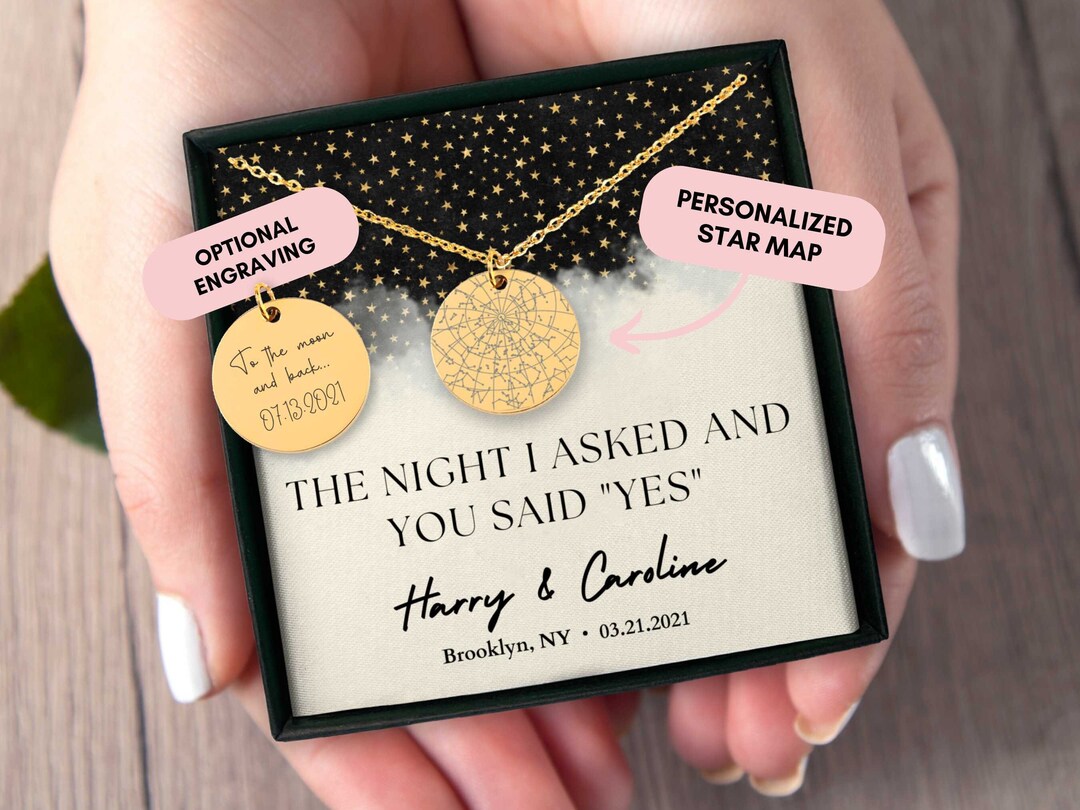 Fiance Gift for Her, Custom Star Map by Date, Personalized Anniversary ...