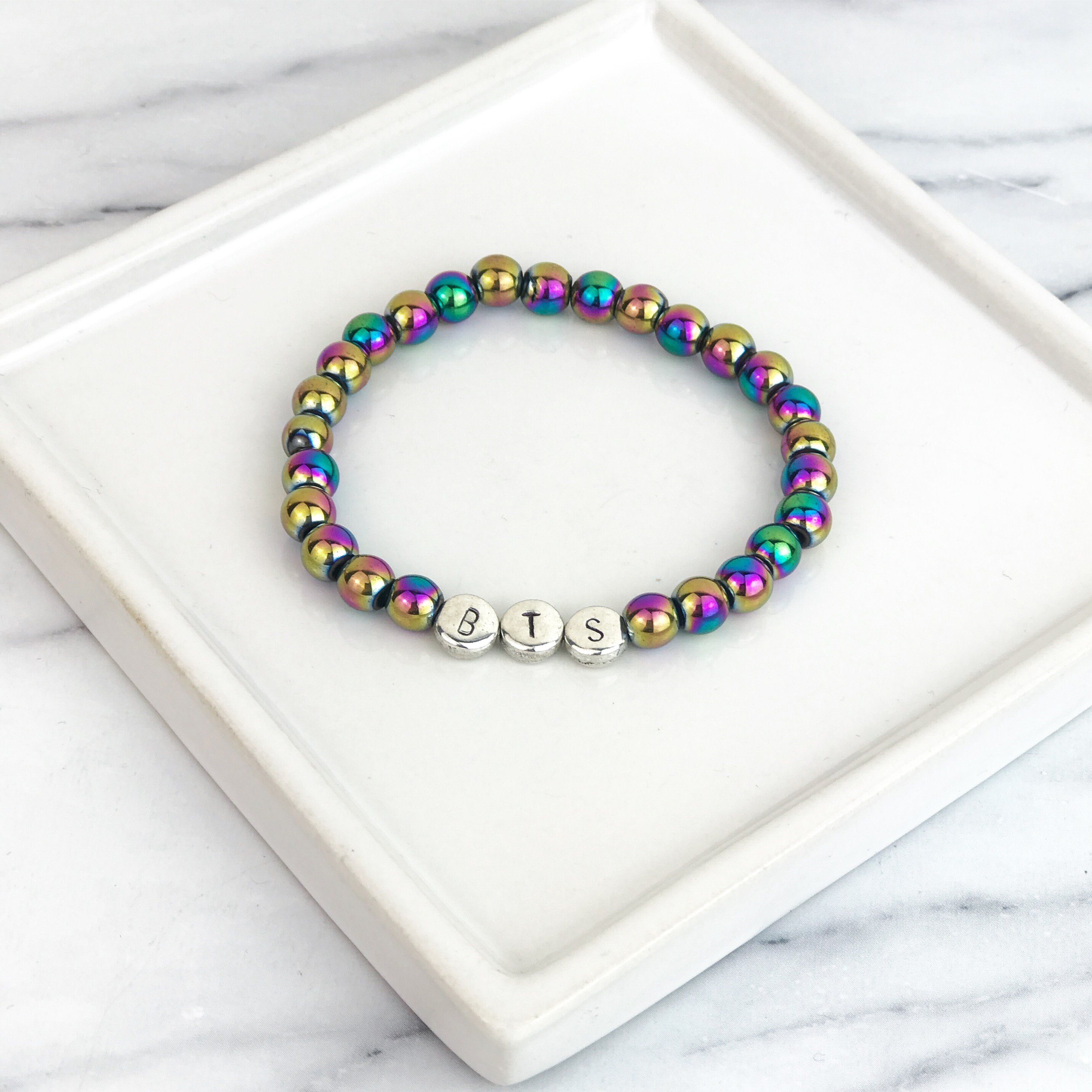 BTS Bead Bracelet Bangtan Kpop Army Handmade Silver Jimin | Etsy