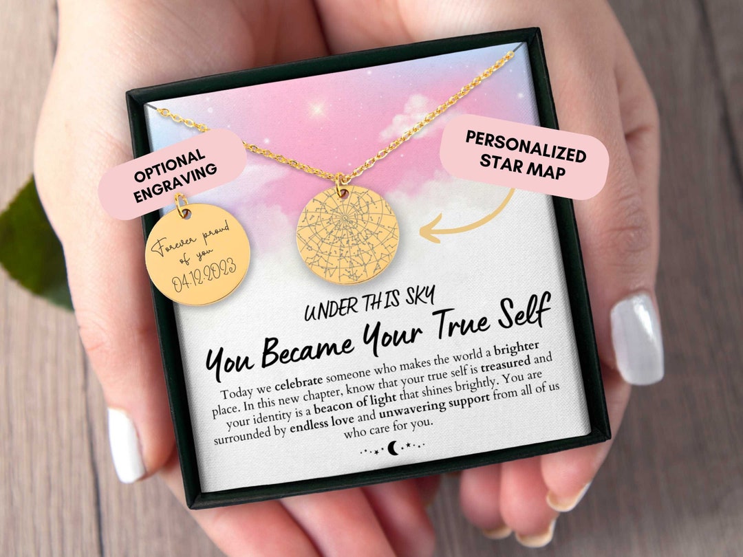 Transgender Pride Gift, Trans Necklace, Custom Star Map by Date ...