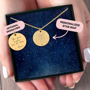 Personalized Star Map Necklace, Custom Star Map by Date, Custom Star ...