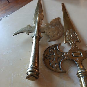 Vintage Pair of Ornate Brass Finish Decorative Gothic Halberd Spears ...