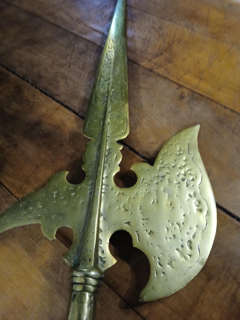 Vintage Pair of Ornate Brass Finish Decorative Gothic Halberd Spears ...