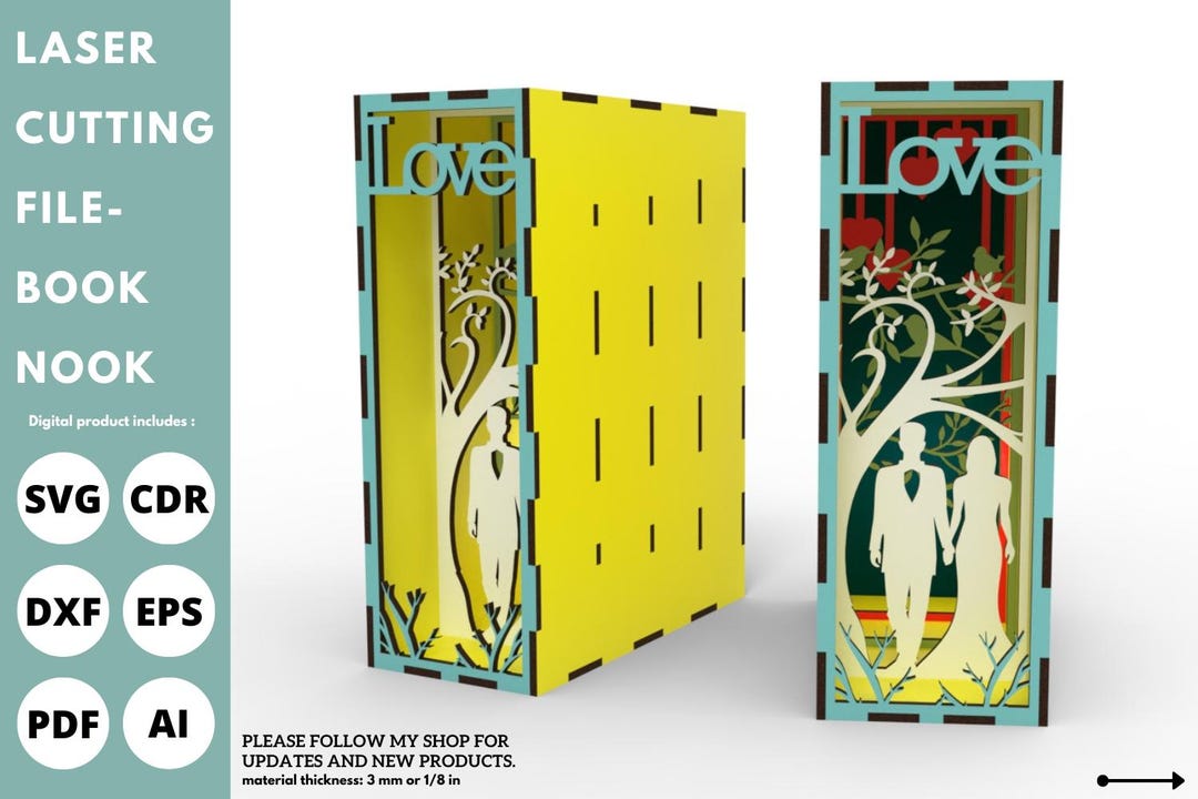 Valentine Book Nook Laser Cut File SVG | Love Book Nook Template ...