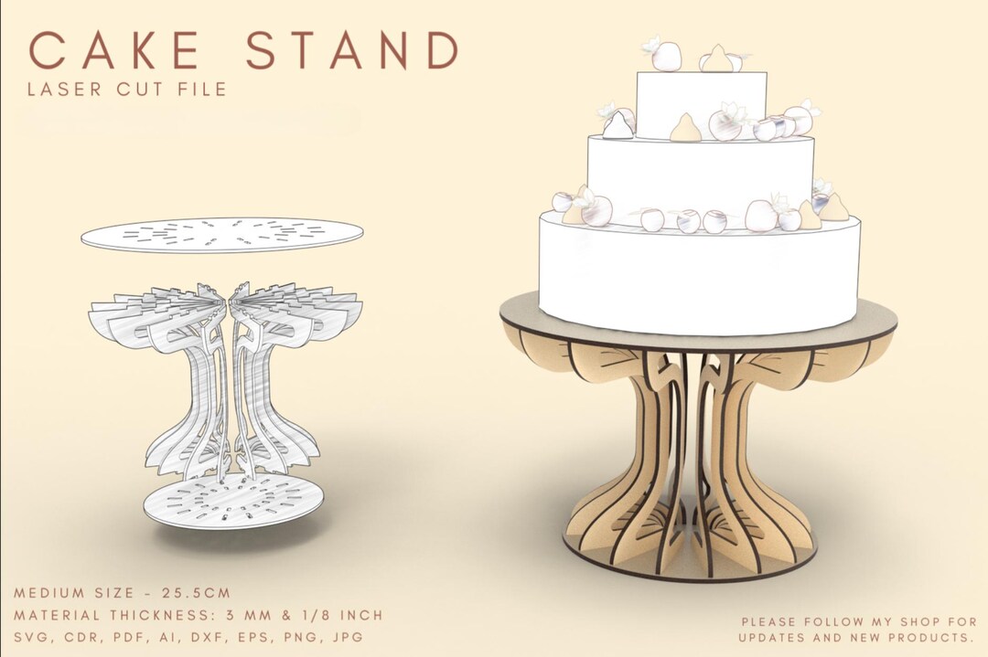 Cake Stand SVG | Laser Cut Cake Stand | Wooden Cake Display CNC File ...