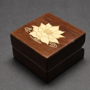 Ring Box With Inlaid Lotus. Free Engraving and Shipping. RB-73 - Etsy