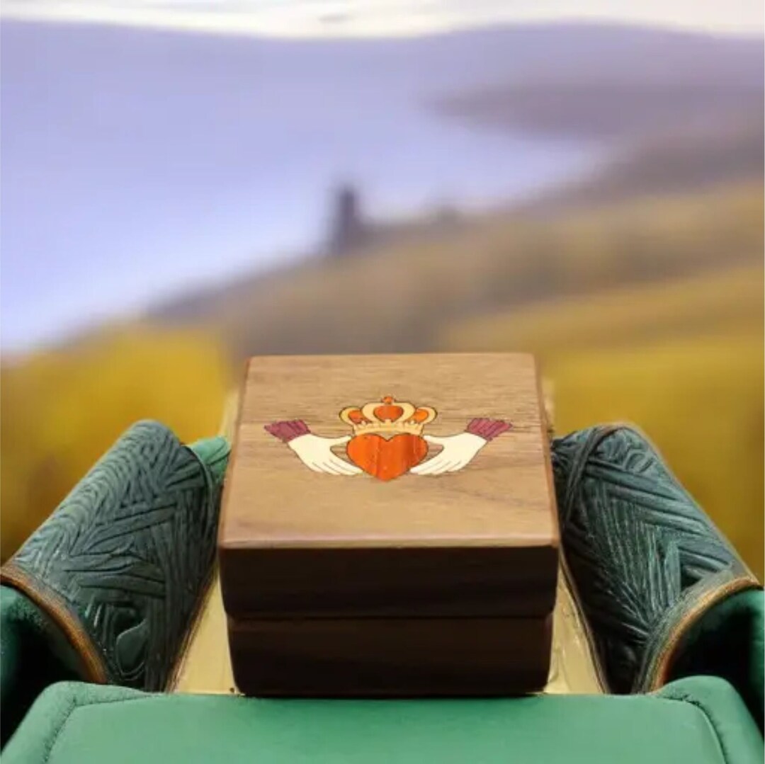Engagement Ring Box Inlaid Irish Clad. Free Shipping and Engraving. RB ...