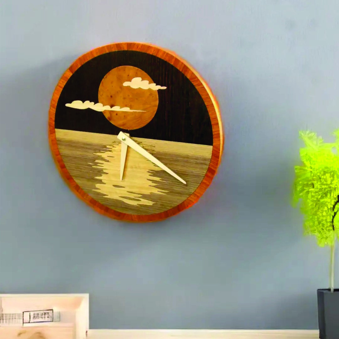 Wall Clock With a Calm Peaceful Night Theme. WC-1 Free Engraving, Free ...