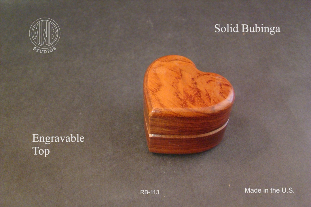 Engagement Ring Box Heart Shape Made of Solid Bubinga. Free Shipping ...