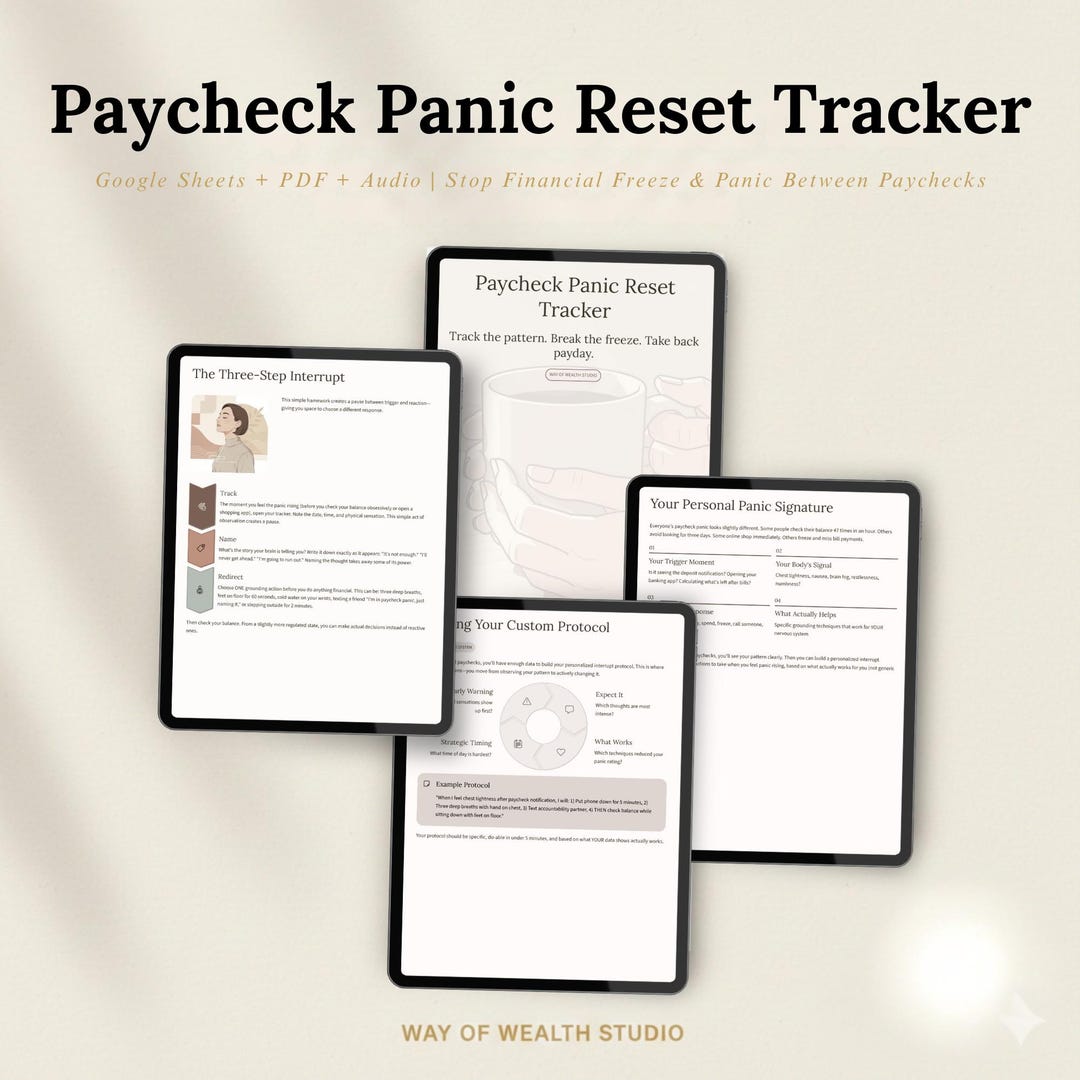 Paycheck Panic Tracker Spreadsheet, Money Anxiety Tracker Printable ...