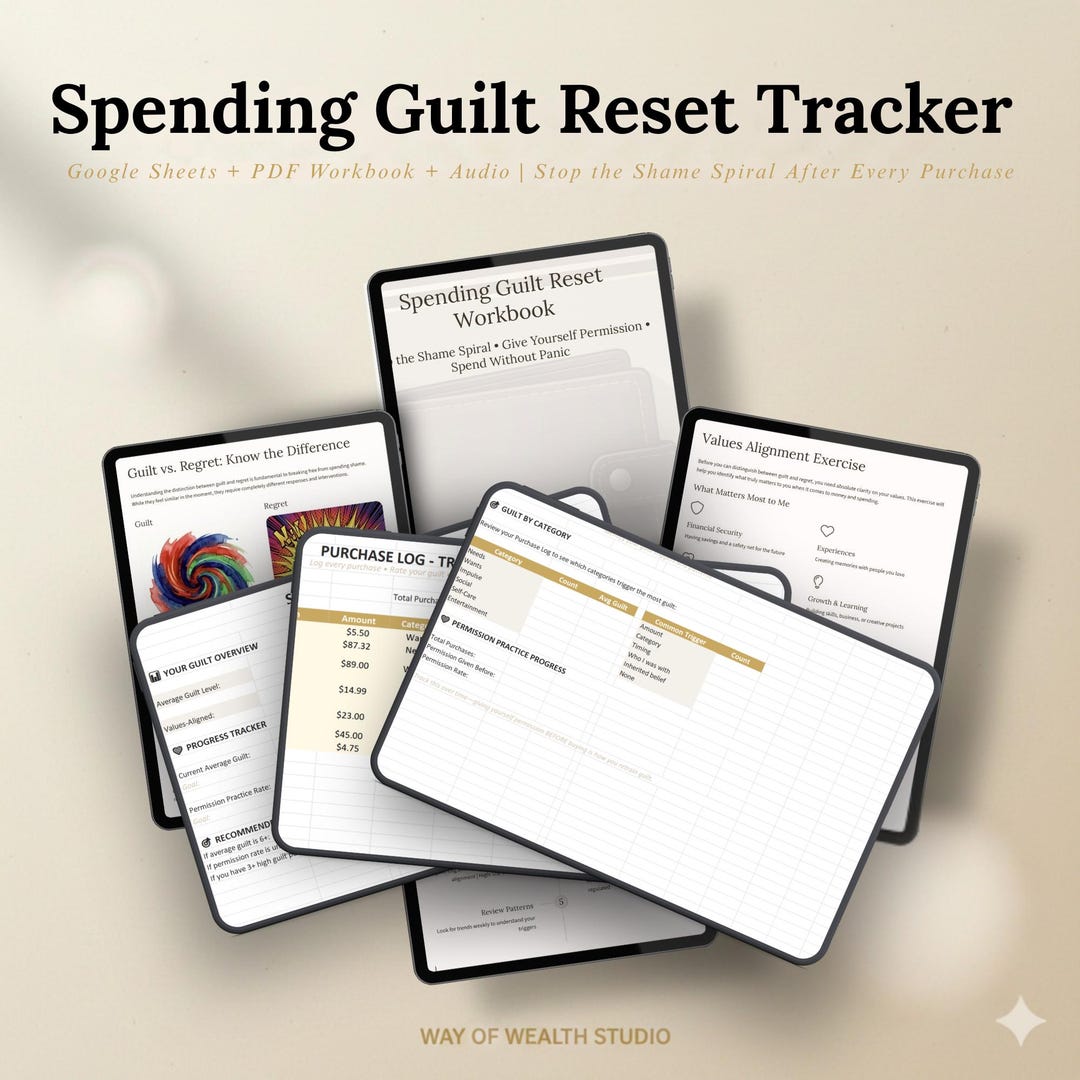 Spending Guilt Tracker Spreadsheet, Money Guilt Reset Planner, Google ...