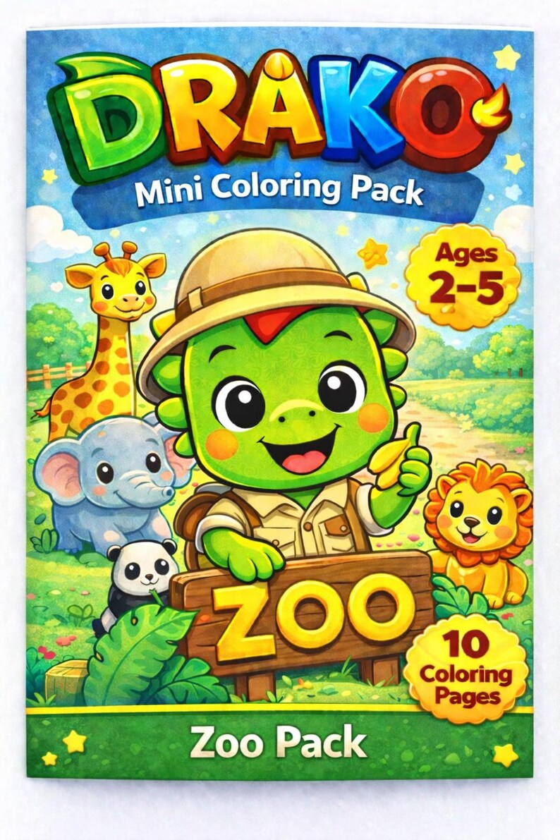 Toddler Zoo Animals Coloring Pages Ages 2–5 | Mini Coloring Book ...