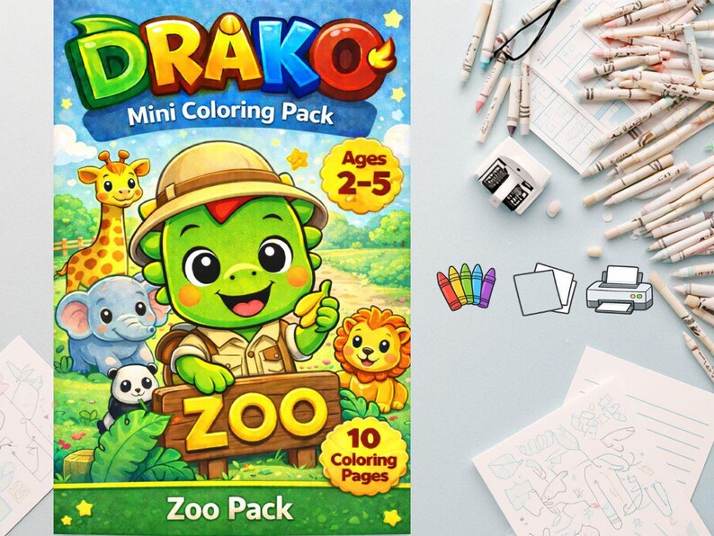Toddler Zoo Animals Coloring Pages Ages 2–5 | Mini Coloring Book ...