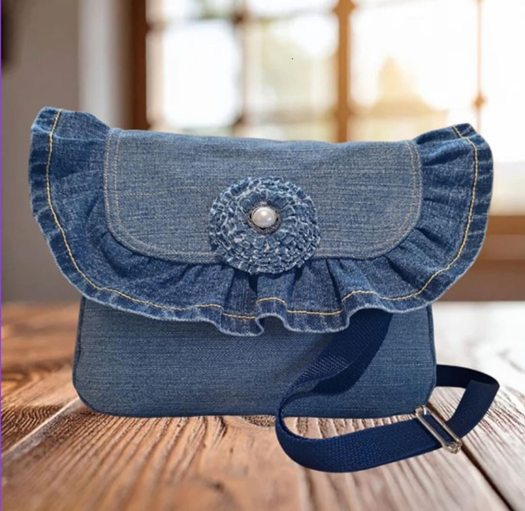 Denim Shoulder/crossbody Purse With Flap - Etsy