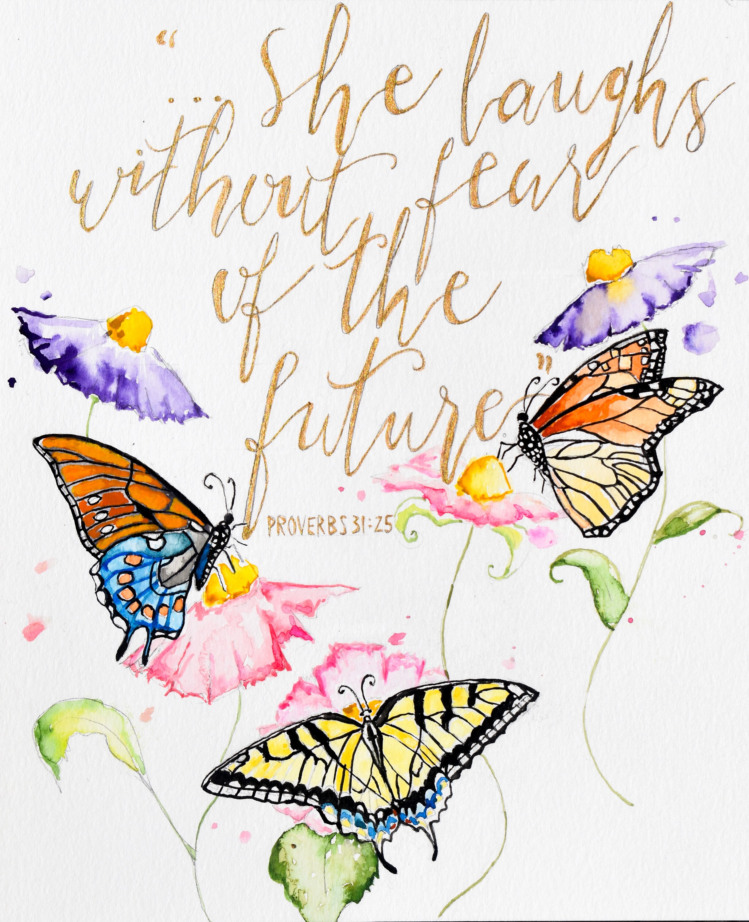 She Laughs Without Fear of the Future 8x10 Watercolor Original Painting ...