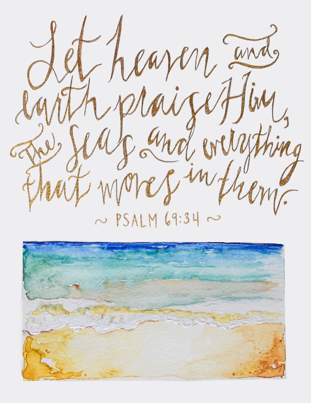 Watercolor Painting Ocean Scripture Print - Etsy