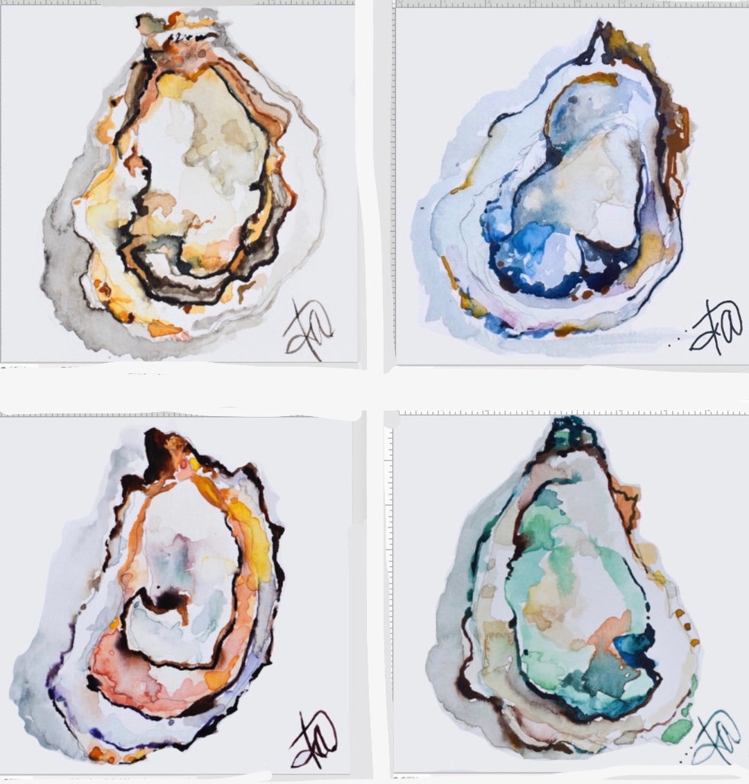 Coastal Oyster Print Set - Etsy