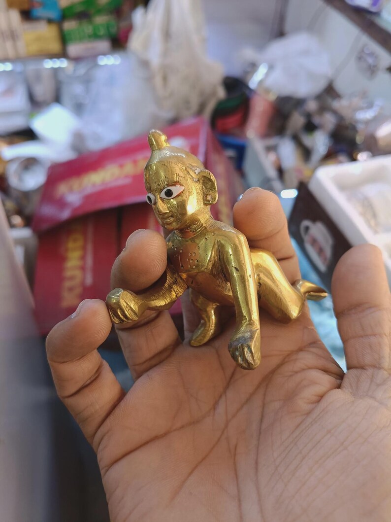 Handcrafted Brass Laddu Gopal Idol Bal Krishna Crawling Statue With ...