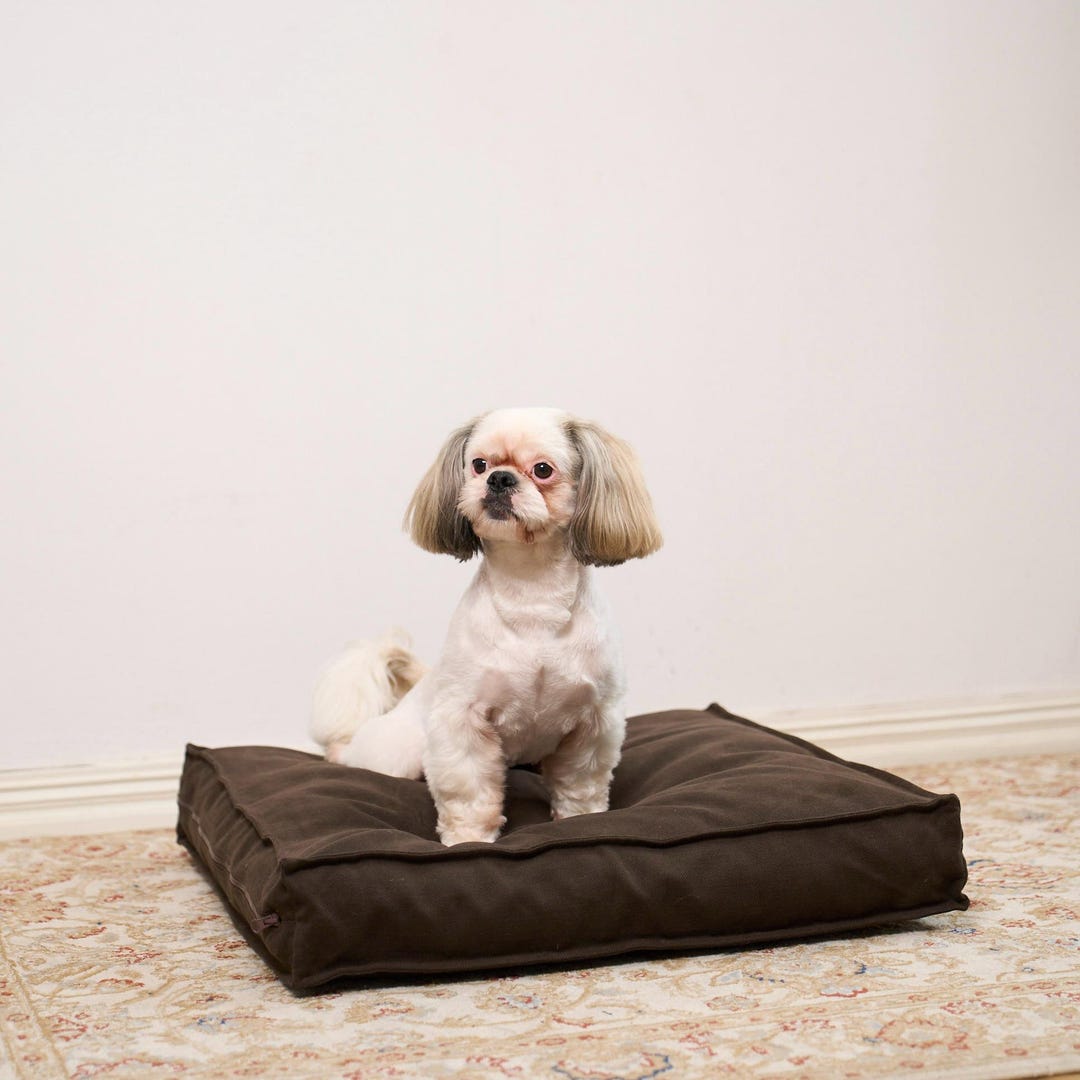 Natural Pets Bed, Small Linen Dog Bed With Wool Pillow, Removable Cover ...