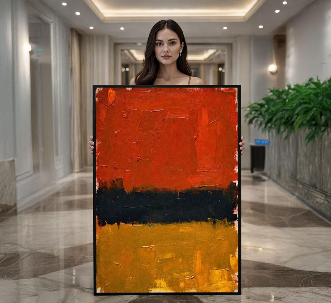 Rothko Style Orange and Yellow Canvas Wall Art Print Modern Living Room ...
