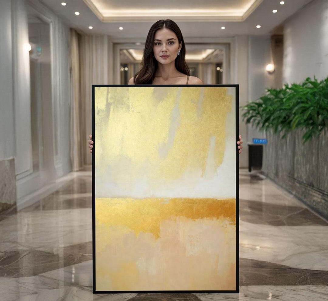 Rothko Style Abstract Canvas Art Print, Yellow Gold - Etsy