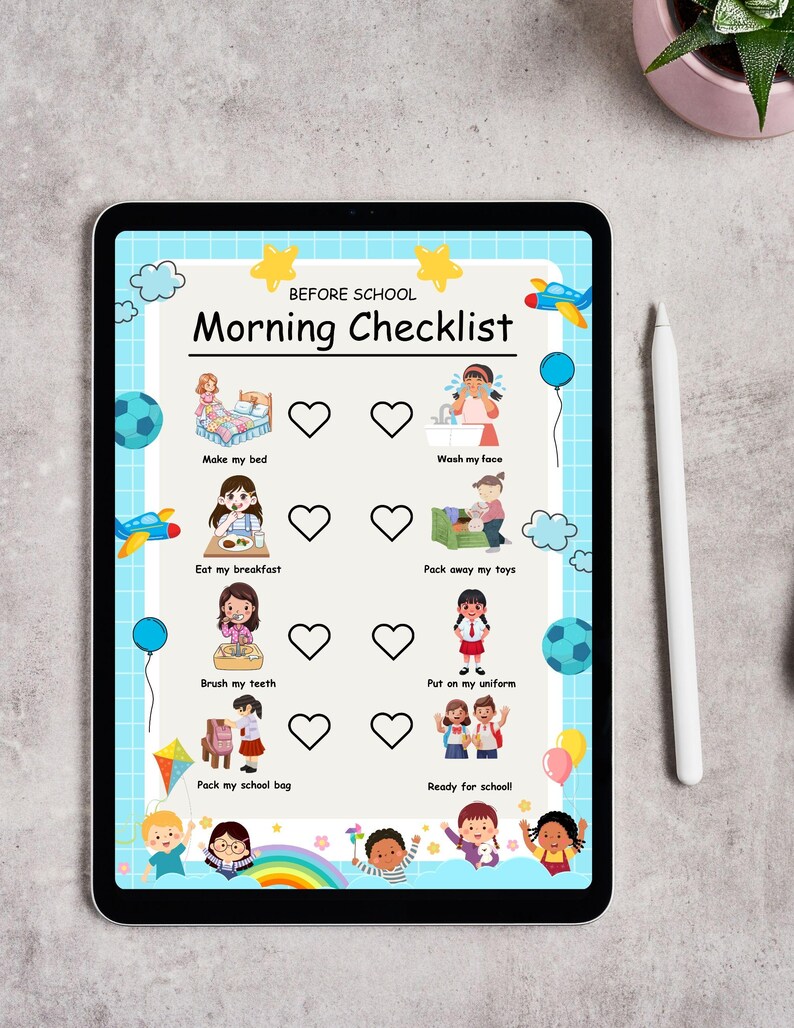 Kids Morning Routine Chart | Before School Checklist - Etsy
