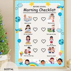 Kids Morning Routine Chart | Before School Checklist - Etsy