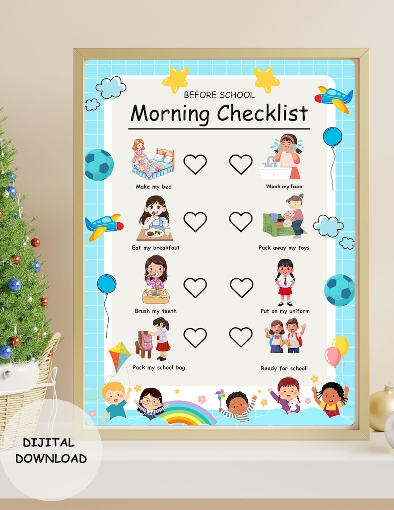 Kids Morning Routine Chart | Before School Checklist - Etsy