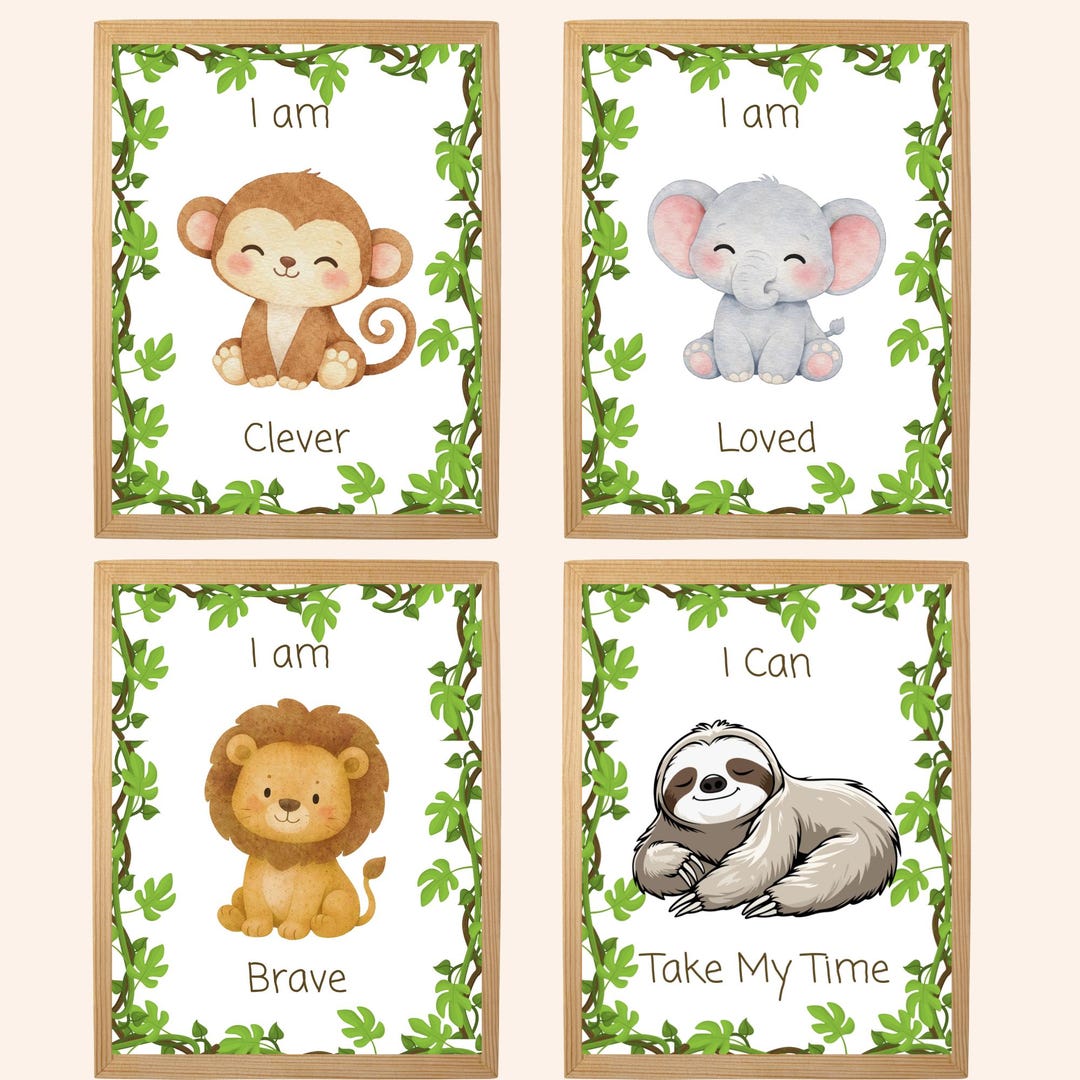 Jungle Nursery Affirmation Prints, Safari Animals, Kids Room Decor ...
