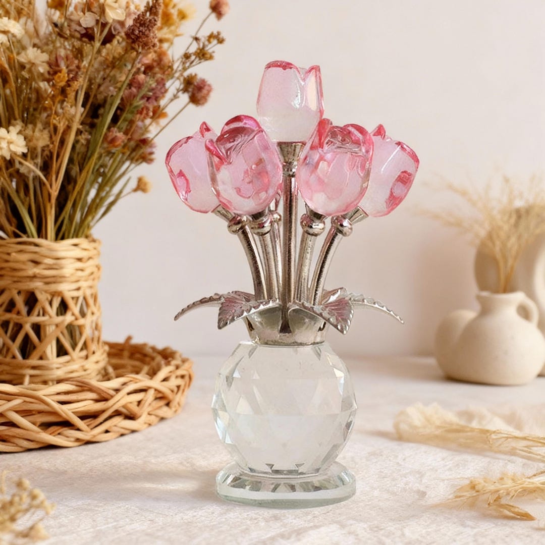 Set of 7 Opal Glass Roses, Home Decor, Gift for Her - Etsy