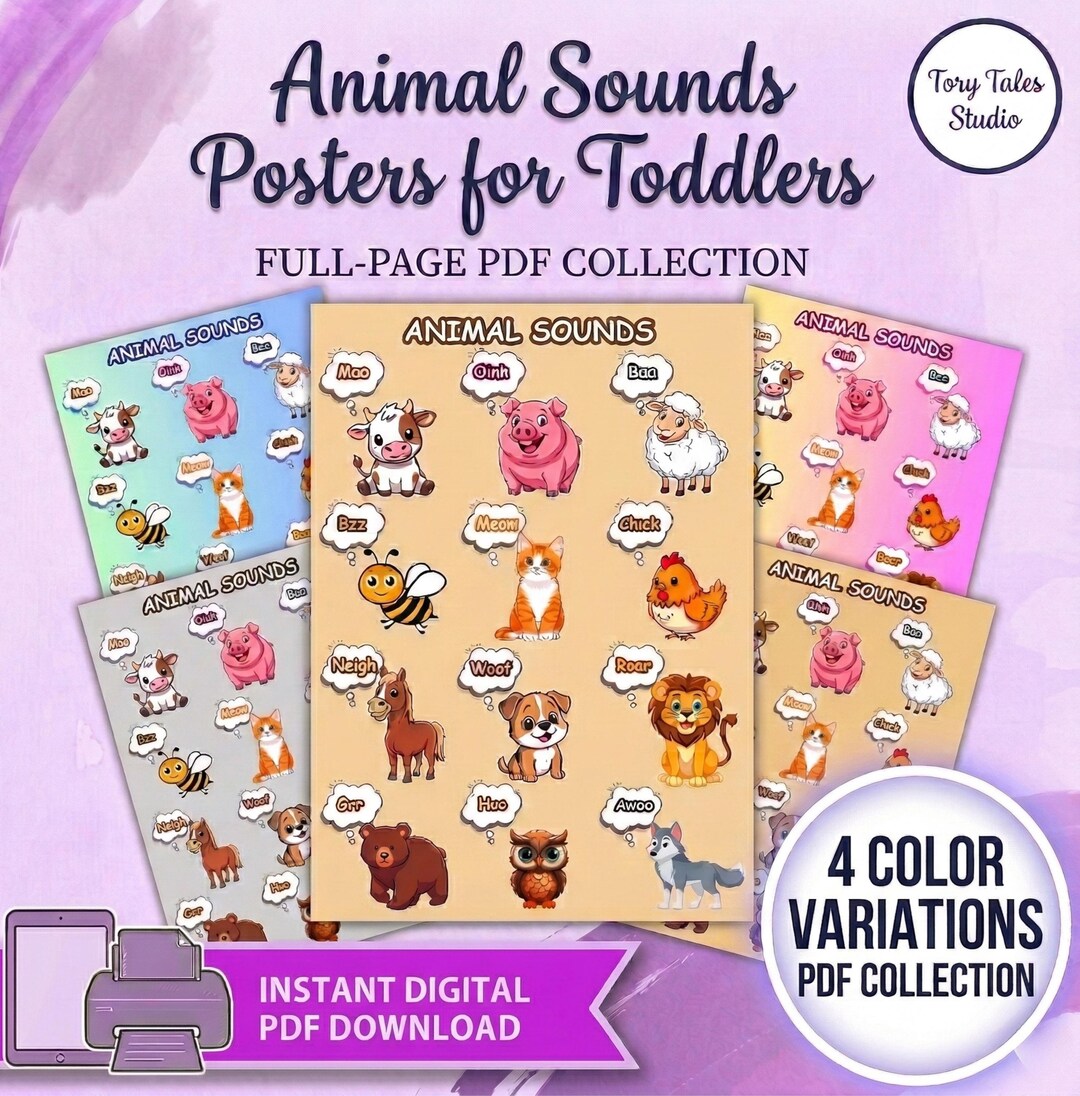 Animal Sounds Poster, Educational Toddler Nursery Decor (digital ...