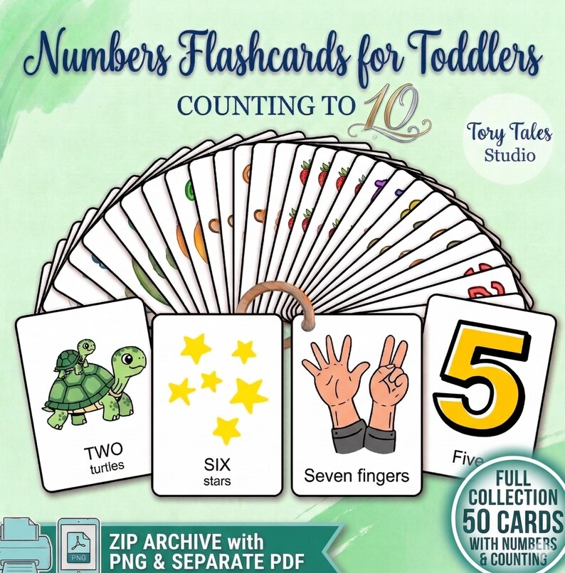 Counting Flashcards 1-10, Toddler Number Flashcards Printable, Learn to ...