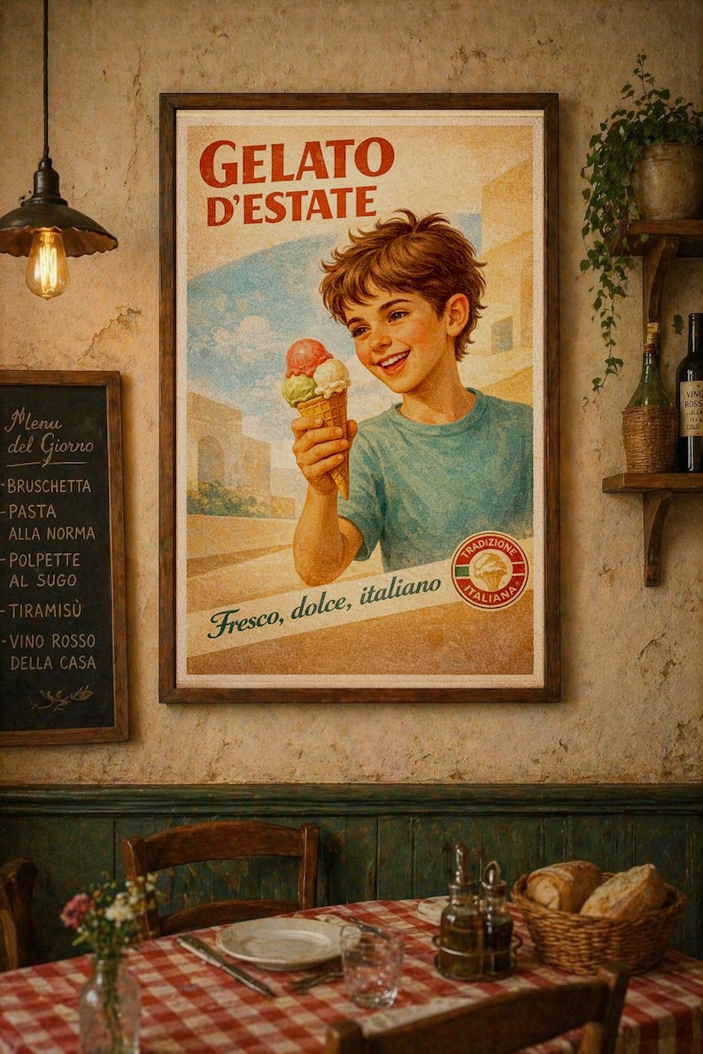 Gelato Poster, Ice Cream Wall Art, Italian Kitchen Decor, Summer Food ...