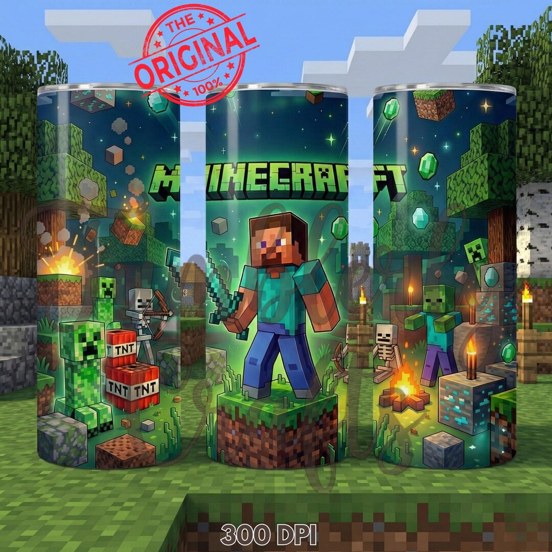 Minecraft Tumbler Wrap, 20oz, Minecrafters, Gift, Sublimate, Game ...