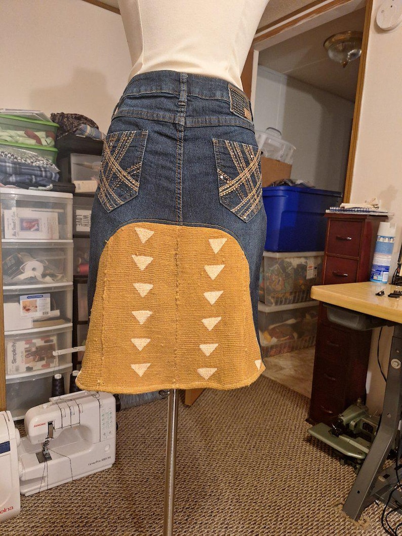 Mud Cloth and Denim Skirt - Etsy