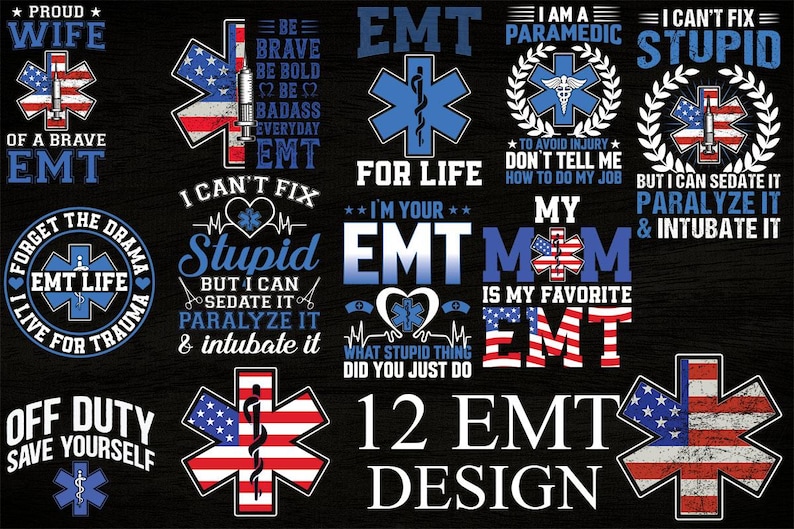 EMT T-shirt Design Bundle, Paramedic SVG, Quotes (digital Download) - Etsy